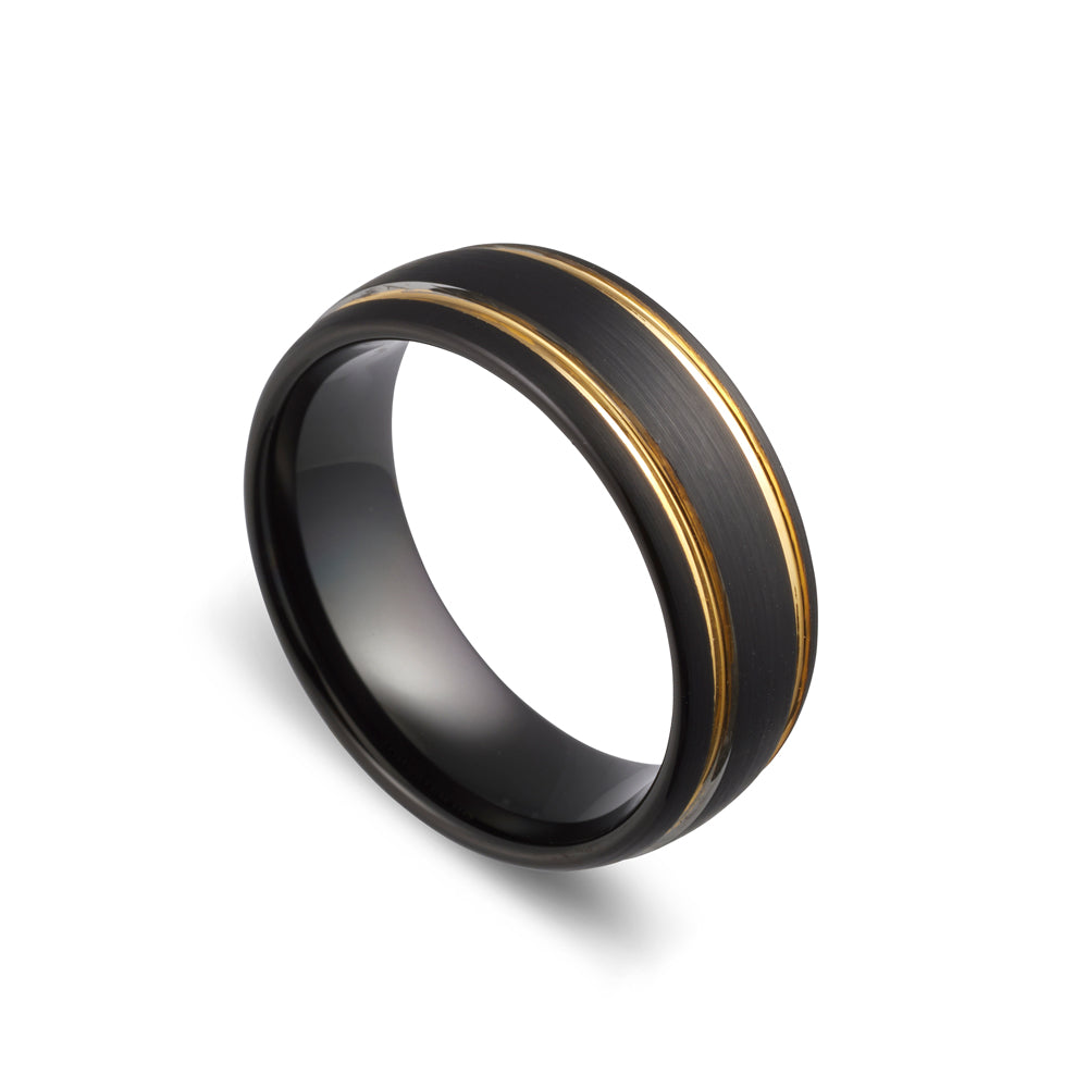 Blaze Tungsten Black & Gold Ring